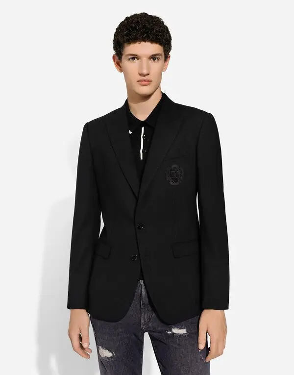 Dolce & Gabbana Single-breasted Wool Taormina-fit Jacket With Dg Patch Suits And Blazers
