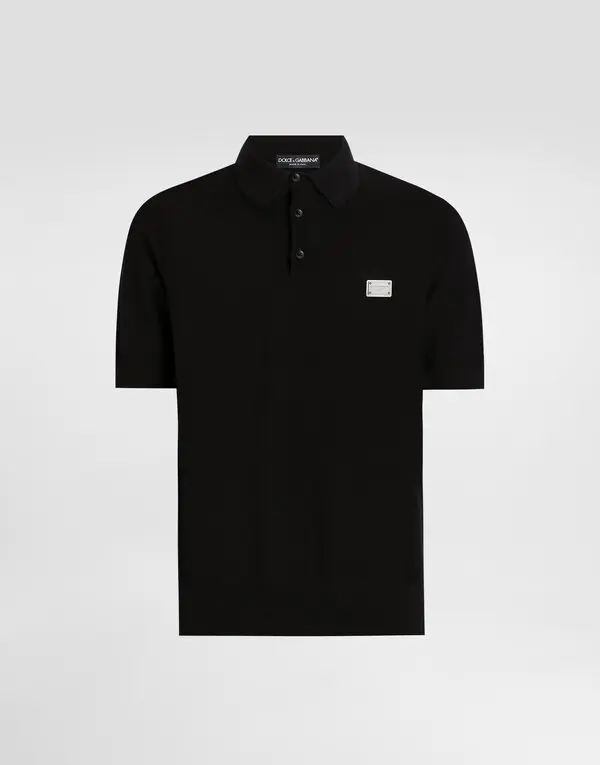 Dolce & Gabbana Cotton Polo-shirt With Logo Tag Sweaters And Cardigans - Black