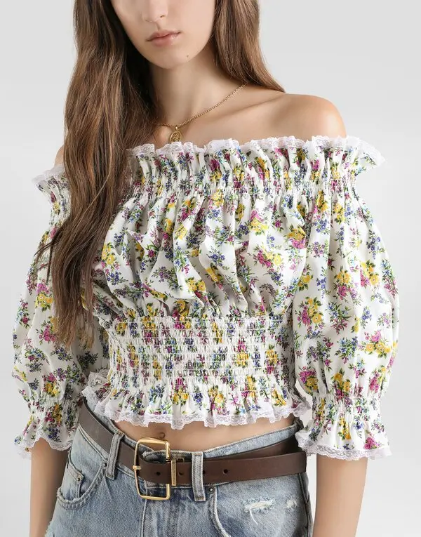 Dolce & Gabbana Floral-print Poplin Top