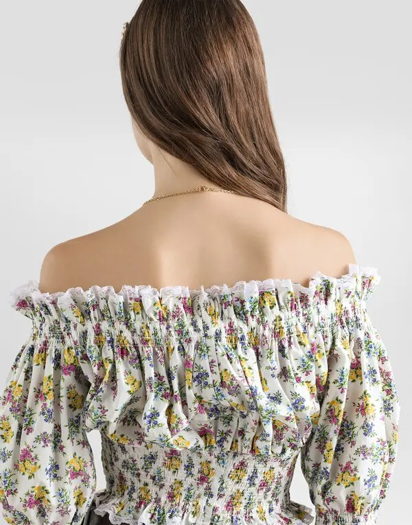 Dolce & Gabbana Floral-print Poplin Top