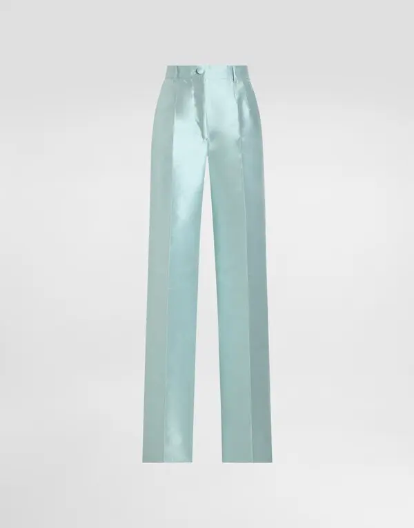 Dolce & Gabbana Shantung Silk Trousers Pants And Shorts - Blue