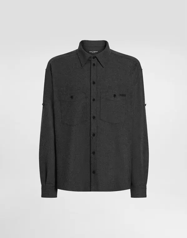 Dolce & Gabbana Mélange Wool Mat Shirt Shirts Gray Wool - Grey