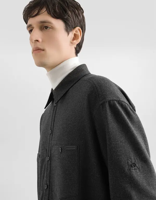 Dolce & Gabbana Mélange Wool Mat Shirt Shirts Gray Wool - Grey