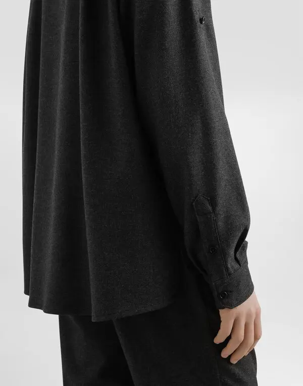 Dolce & Gabbana Mélange Wool Mat Shirt Shirts Gray Wool - Grey