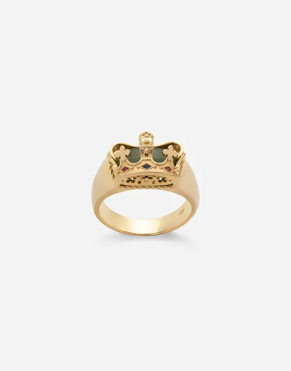 Dolce & Gabbana Royal Ring 18-carat Yellow Green Jade, Rubies, And Blue Sapphire Rings - Gold