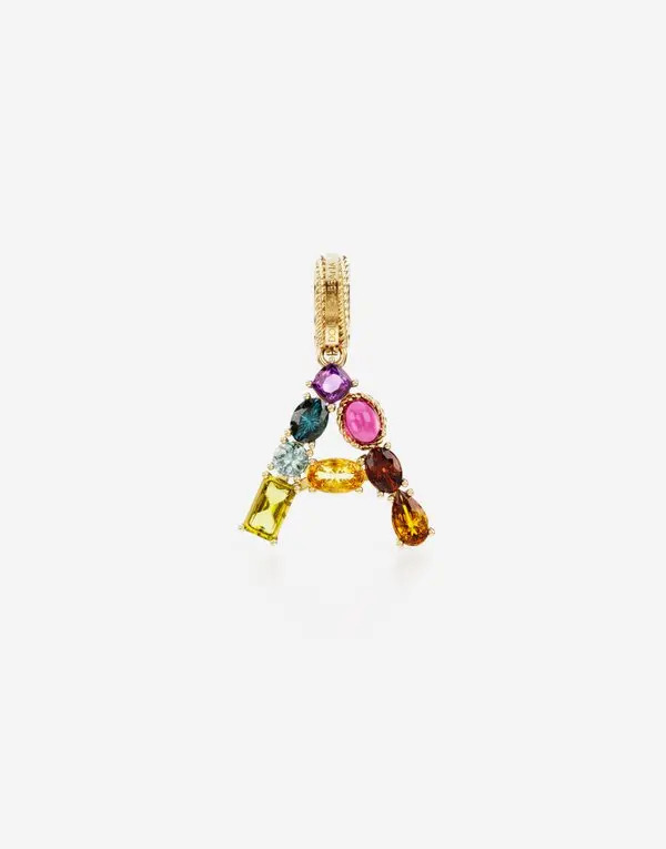 Dolce & Gabbana Charm A Lettering 18-carat Yellow And Multicolored Gems Charms - Gold