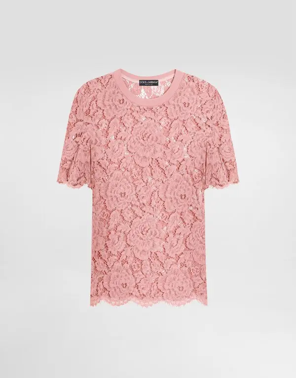 Dolce & Gabbana Short-sleeved Cordonetto Lace T-shirt Shirts And Tops - Pink