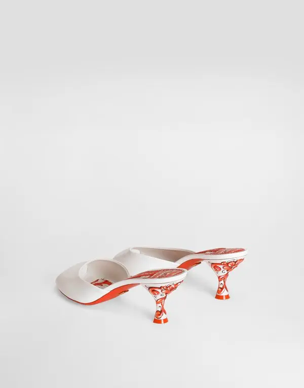 Dolce & Gabbana Brocade Mules With Stones And Embroidery - White