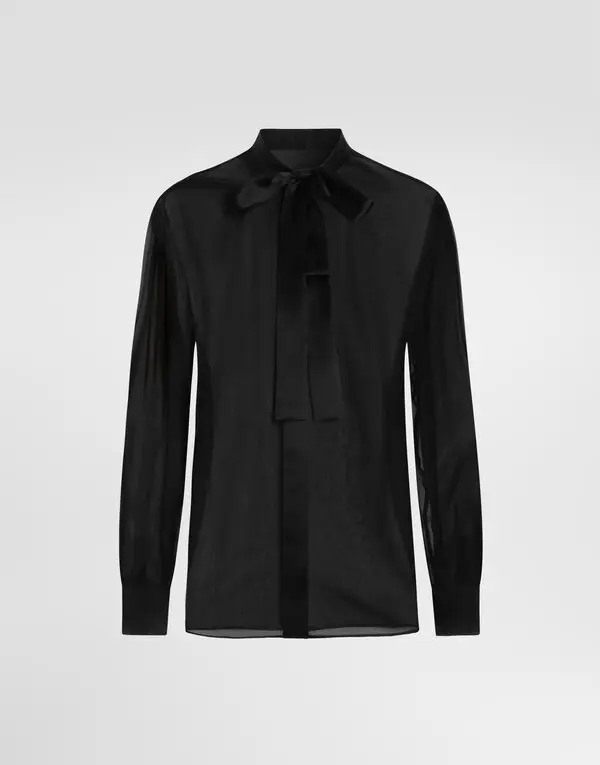 Dolce & Gabbana Chiffon Pussy-bow Shirt Shirts And Tops Silk - Black