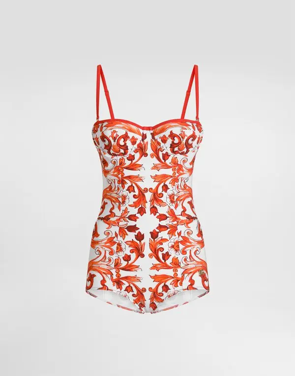 Dolce & Gabbana Majolica Print One-piece Swimsuit - Multicolor
