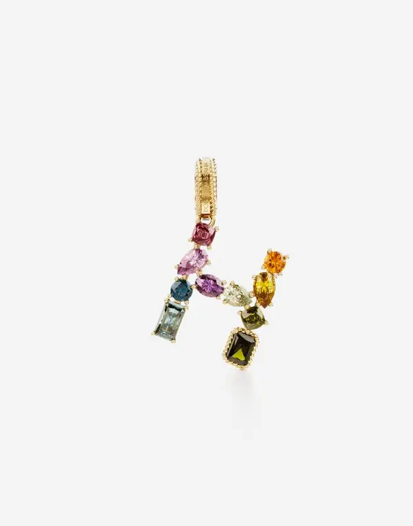Dolce & Gabbana Charm H Lettering 18kt Yellow And Multicolored Gems Charms - Gold