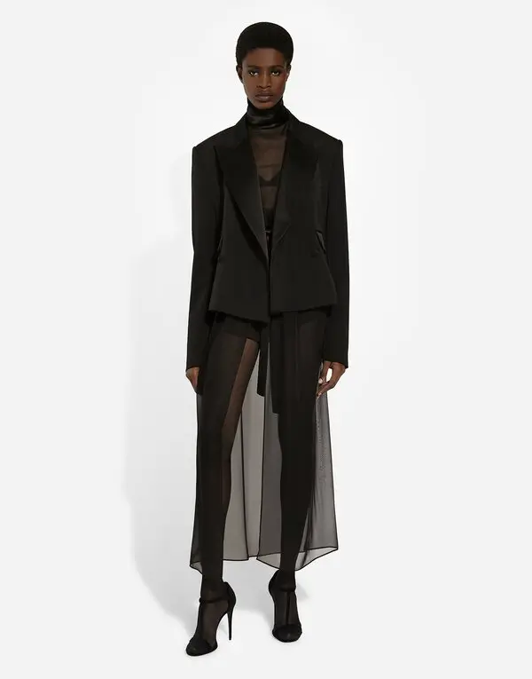 Dolce & Gabbana Short Double-breasted Wool Gabardine Tuxedo Jacket Blazers Wool