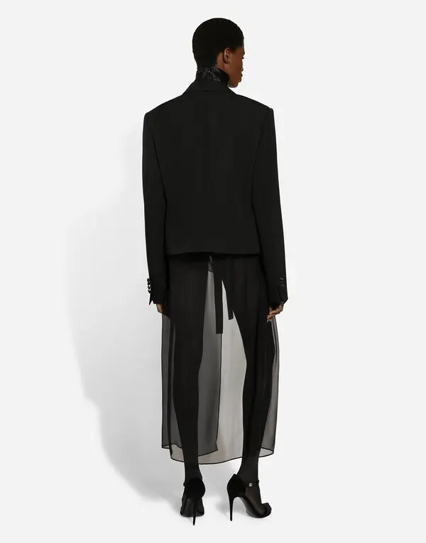 Dolce & Gabbana Short Double-breasted Wool Gabardine Tuxedo Jacket Blazers Wool