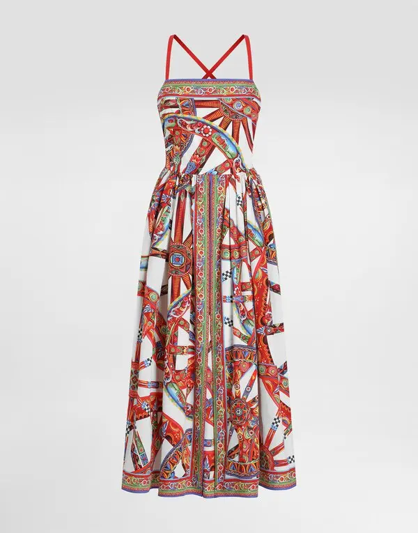Dolce & Gabbana Carretto-print Poplin Short Dress Dresses Multi-colored - Multicolor