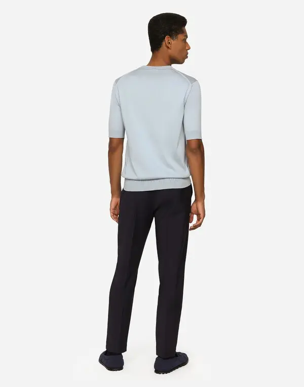 Dolce & Gabbana Stretch Wool Dg Embroidery Trousers