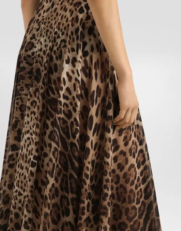 Dolce & Gabbana Leopard- Chiffon Circle Skirt Skirts Animal - Print