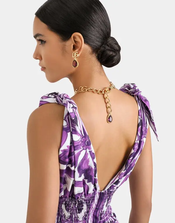 Dolce & Gabbana Majolica Print Poplin Maxi Dress - Multicolor