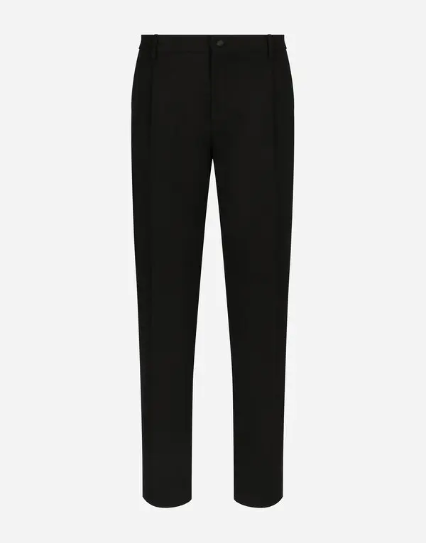 Dolce & Gabbana Classic Gabardine Tuxedo Pants Pants And Shorts Wool - Black