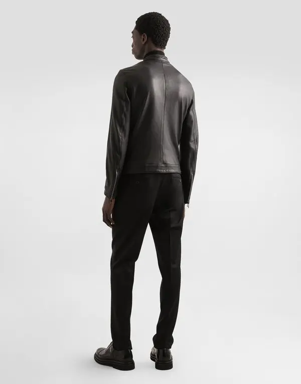 Dolce & Gabbana Leather Jacket With Zipper Coats And Jackets