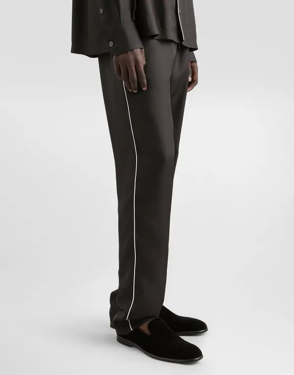 Dolce & Gabbana Silk Jogging Pants With Dg Embroidered Patch Pants And Shorts