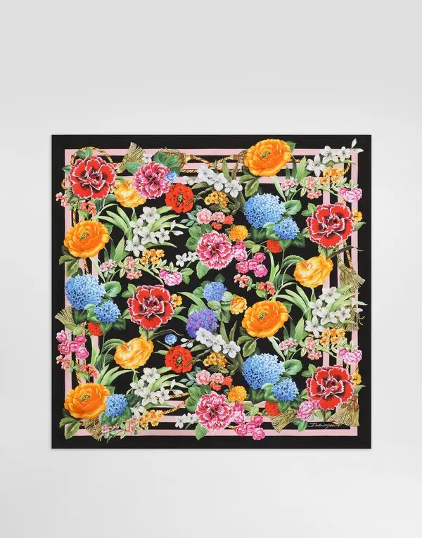 Dolce & Gabbana Floral- Silk Twill Foulard Scarves And Silks - Print