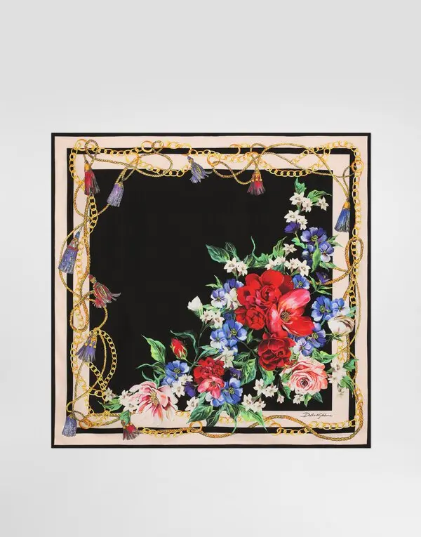 Dolce & Gabbana Floral- Silk Twill Foulard Scarves And Silks - Print