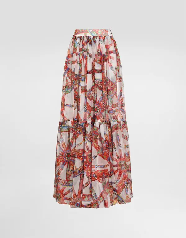 Dolce & Gabbana Carretto-print Long Chiffon Skirt Skirts - Multicolor