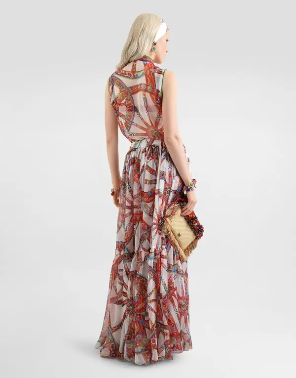 Dolce & Gabbana Carretto Print Chiffon Maxi Skirt