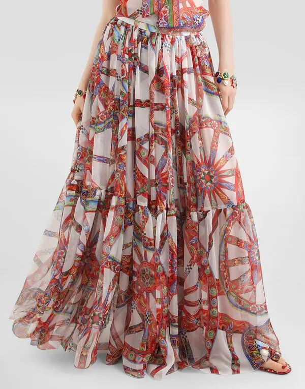 Dolce & Gabbana Carretto Print Chiffon Maxi Skirt