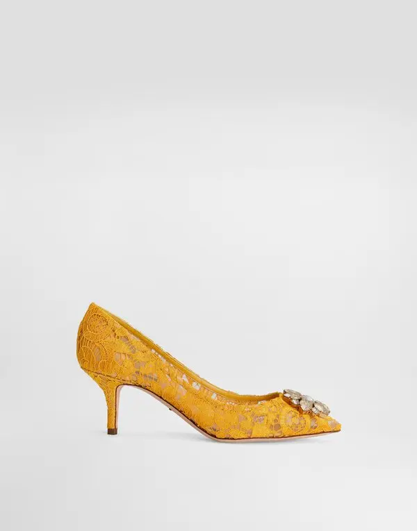 Dolce & Gabbana Lace Rainbow Pumps With Brooch Detailing Pumps And Slingback Lace - Yellow