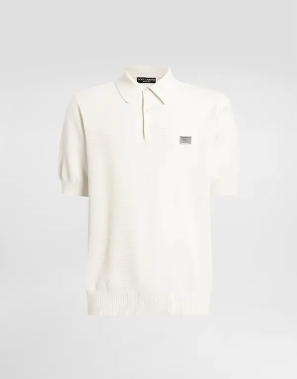 Dolce & Gabbana Cotton Polo-shirt With Logo Tag Sweaters And Cardigans - White