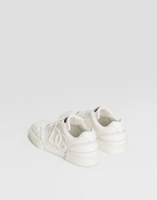 Dolce & Gabbana Calfskin Nappa "new Roma" Sneakers With Dg Logo - White