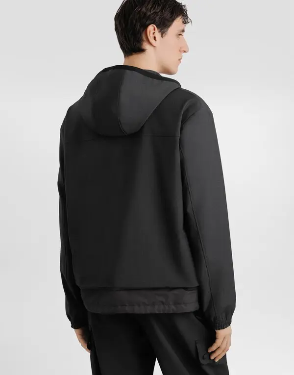 Dolce & Gabbana Wool Canvas Hooded Jacket Coats And Jackets Gray