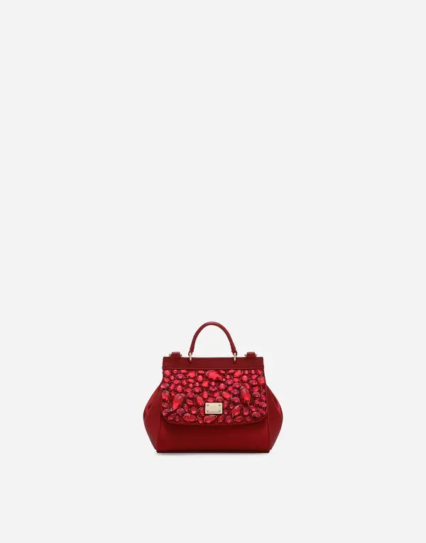 Dolce & Gabbana Satin Mini Sicily Handbag Accessories Leather - Red