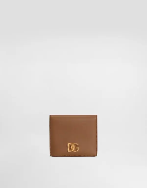 Dolce & Gabbana Calfskin Wallet With Dg Logo Wallets And Small Leather Goods Leather - Brown