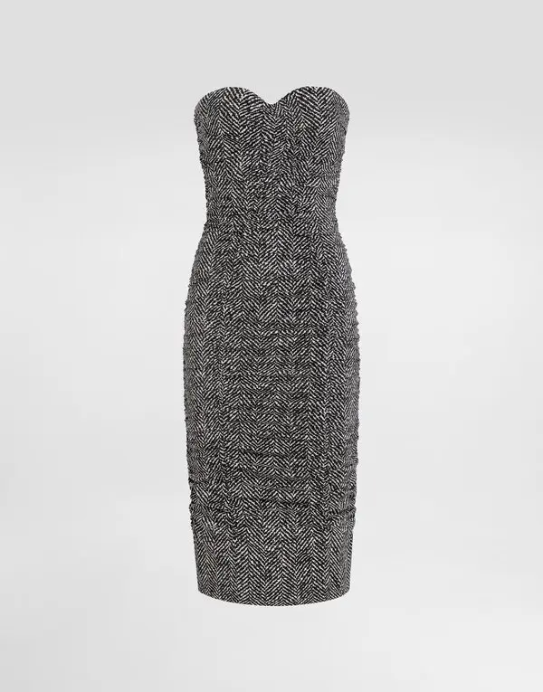 Dolce & Gabbana Habotai Silk Dress With Chevron Print Dresses - Multicolor