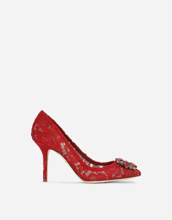 Dolce & Gabbana Lace Rainbow Pumps With Brooch Detailing Pumps And Slingback Lace - Red