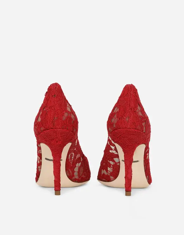 Dolce & Gabbana Lace Pumps With Crystal Brooch Detail - Red