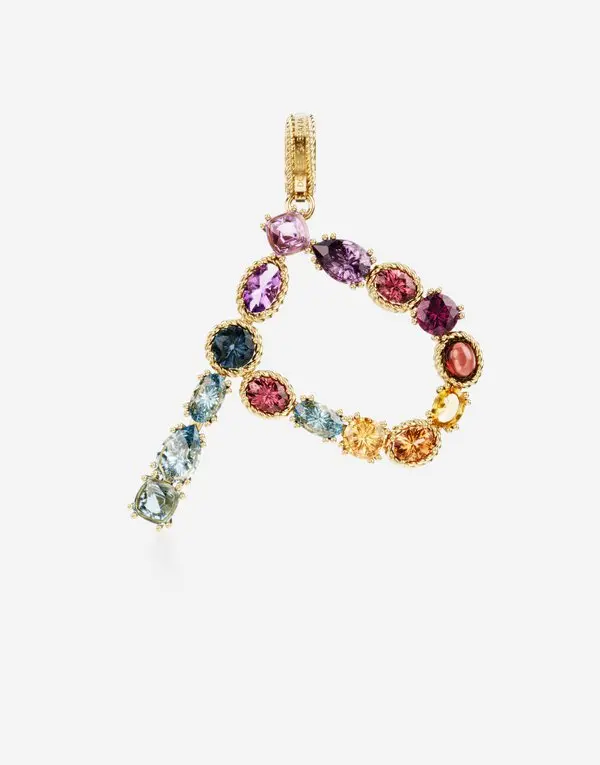 Dolce & Gabbana Charm P Lettering 18-carat Yellow And Multicolored Gems Charms - Gold