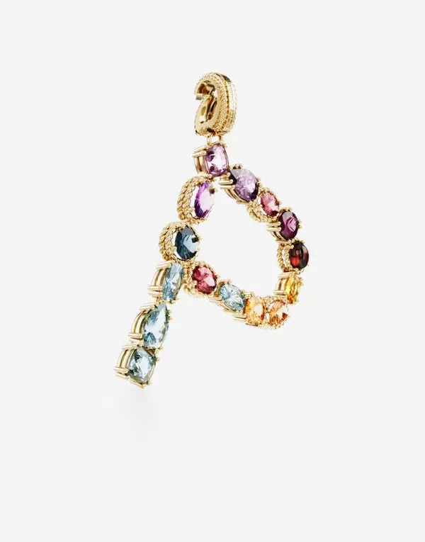 Dolce & Gabbana 18-carat Yellow Letter Charm With Multicoloured Gemstones - Gold