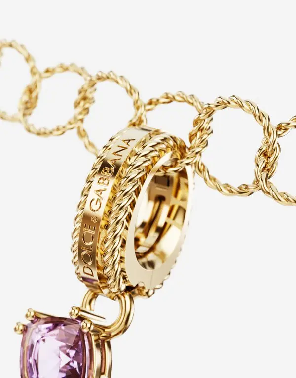 Dolce & Gabbana 18-carat Yellow Letter Charm With Multicoloured Gemstones - Gold