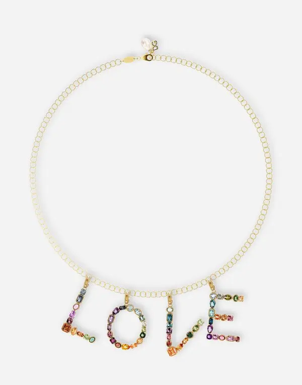 Dolce & Gabbana 18-carat Yellow Letter Charm With Multicoloured Gemstones - Gold
