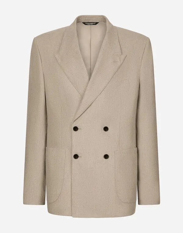 Dolce & Gabbana Deconstructed Double-breasted Cashmere Jacket Suits And Blazers - Beige