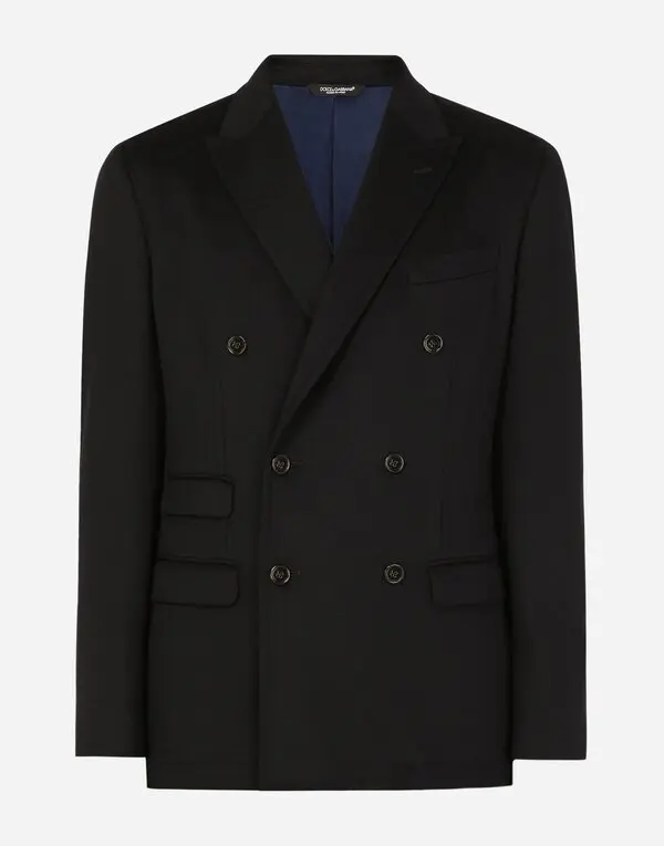 Dolce & Gabbana Deconstructed Double-breasted Cashmere Jacket Suits And Blazers - Blue