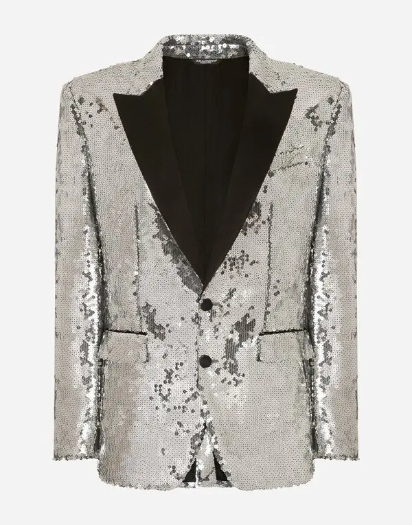 Dolce & Gabbana Sicilia Sequined Single-breasted Tuxedo Jacket Suits And Blazers Silver Tulle - Plateado