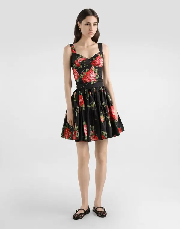 Dolce & Gabbana Rose Bouquet Print Tiered Mini Skirt - Multicolor
