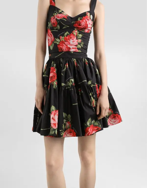 Dolce & Gabbana Rose Bouquet Print Tiered Mini Skirt - Multicolor