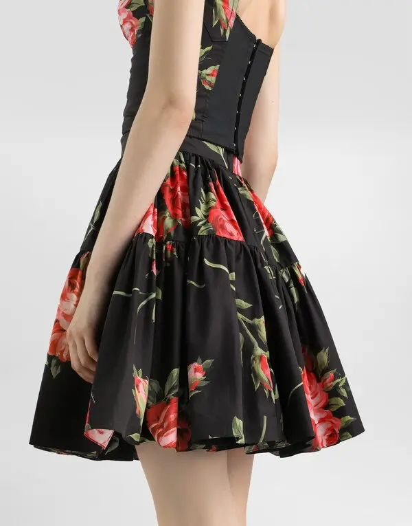 Dolce & Gabbana Rose Bouquet Print Tiered Mini Skirt - Multicolor