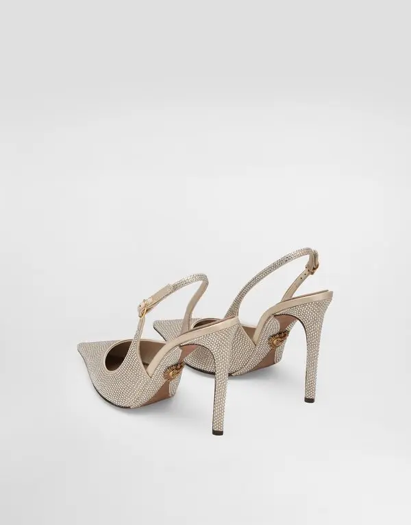 Dolce & Gabbana Devotion Satin Slingback With Rhinestones Pumps And Slingback
