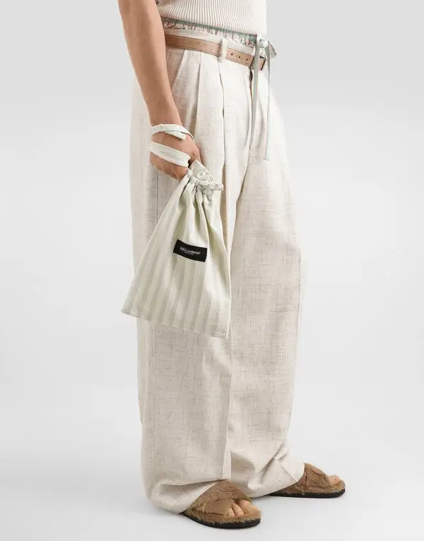 Dolce & Gabbana Striped Poplin Crossbody Bag Shoppers